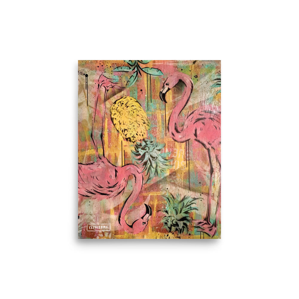 PEPALLAMA FLAMINGO PINEAPPLE 8X10 STENCIL ART PRINT – pepallama